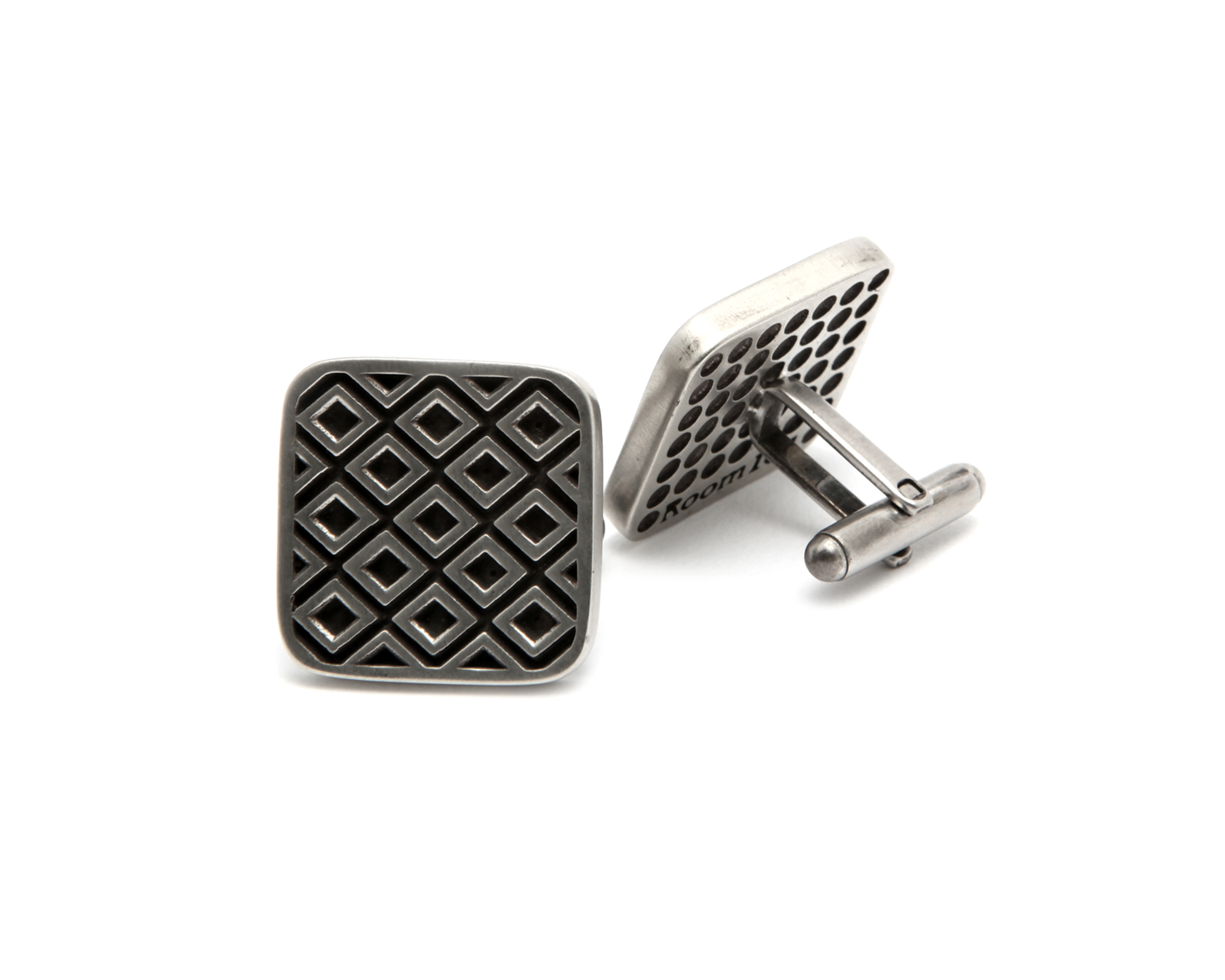 Room 101 Collection Diamond Pattern Cufflinks in Stainless Steel